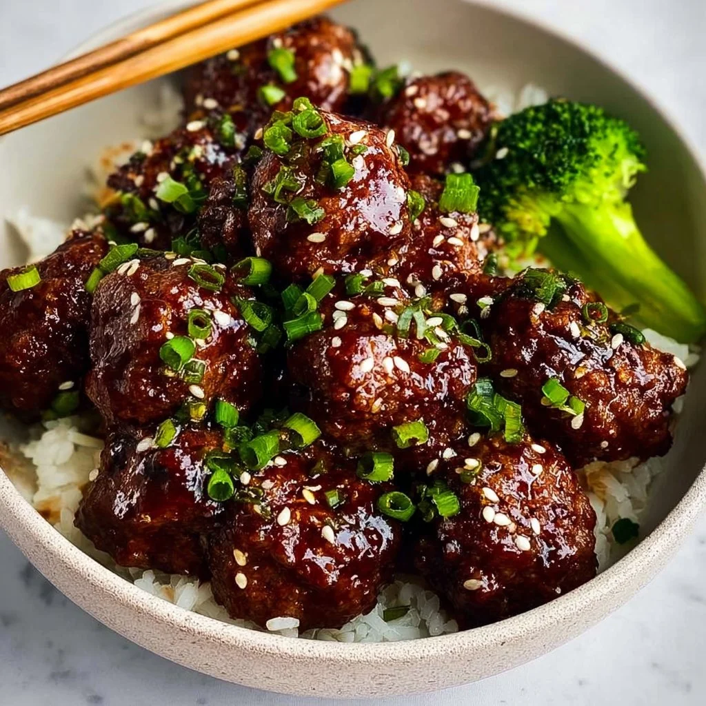 Sticky Mongolian Beef Meatballs